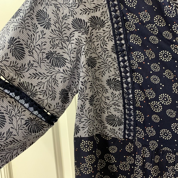 intro. | Tops | Intro Blue Color Block Peasant Boho Print Top Ps Nwt ...